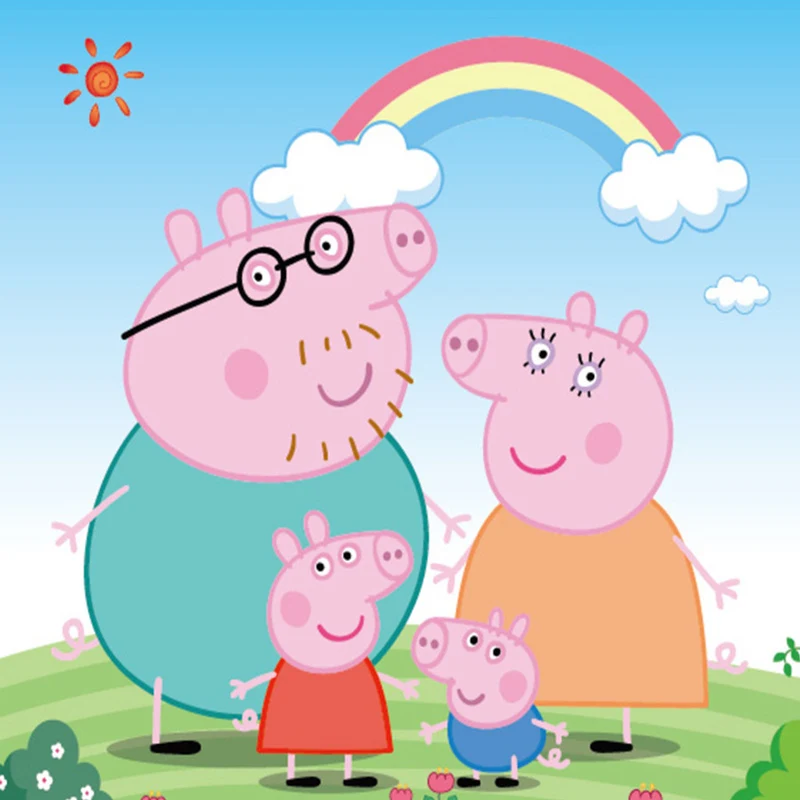 D SH Cartoon DIY Full Diamond Painting Little Pig Peggy Family Cross ...