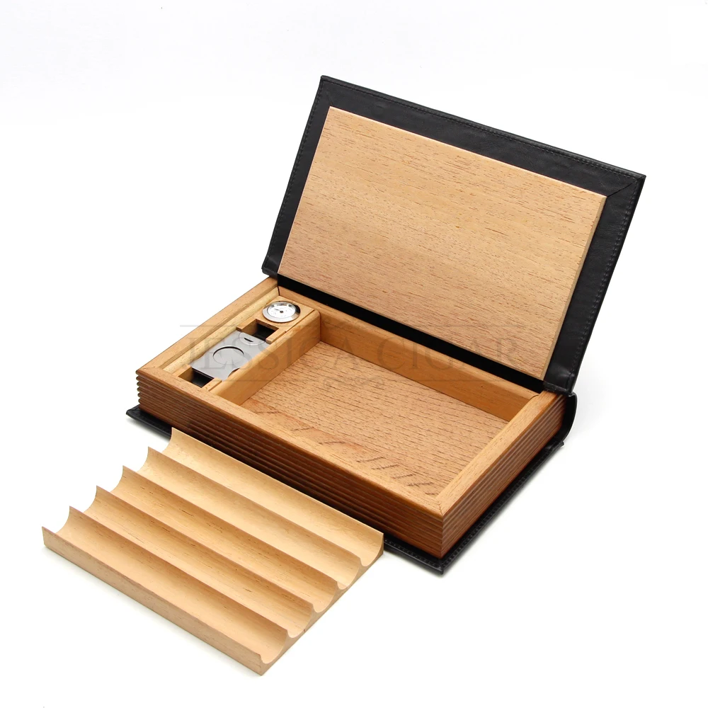 Cigar Leather Case Travel Tobacco Storage Box Portable 5 Cigars Humidor ...