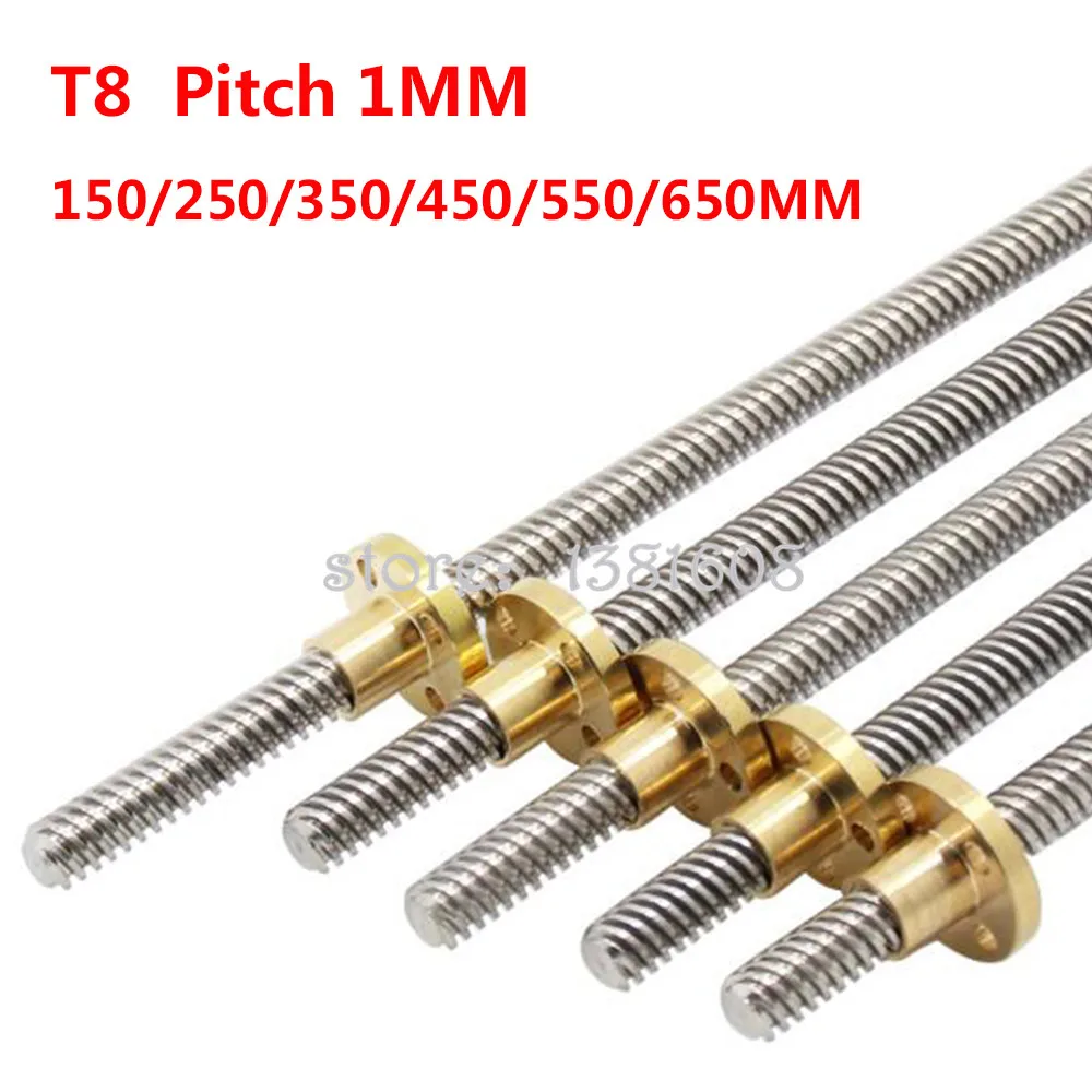 1PC-T8-Lead-Screw-Dia-8mm-Pitch-1mm-Lead-1mm-Length-150MM-650MM-for-3D ...