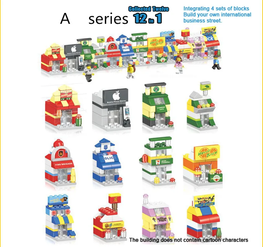 Mini Street Toys Modular Sets Restaurant Building DIY Doll House Models ...