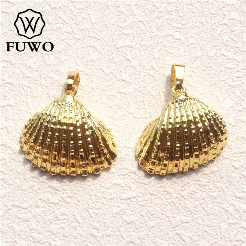 Fuwo Small Gold Scallop Shell Pendant 24k Gold Electroplated Resistant ...