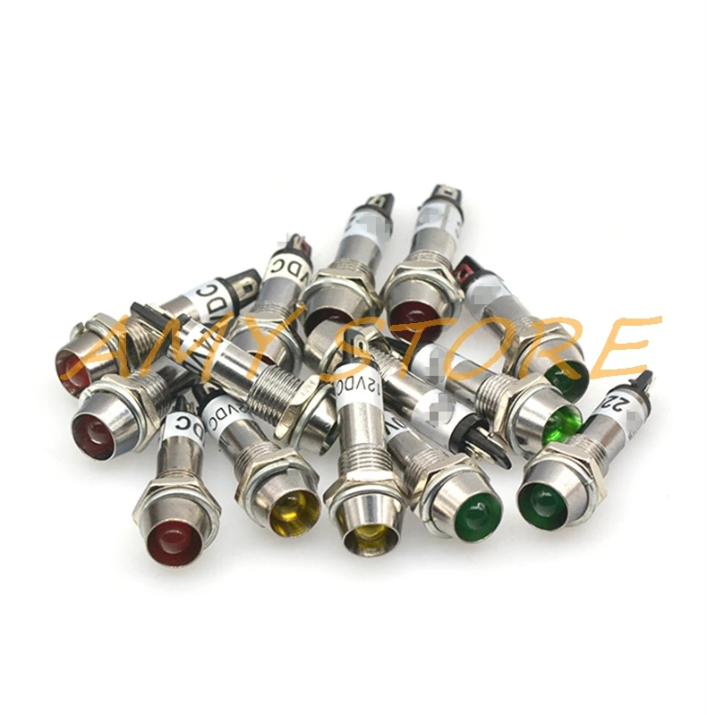 5pcs Panel 8mm Mounting Red Green Yellow Power Indicator Light ...