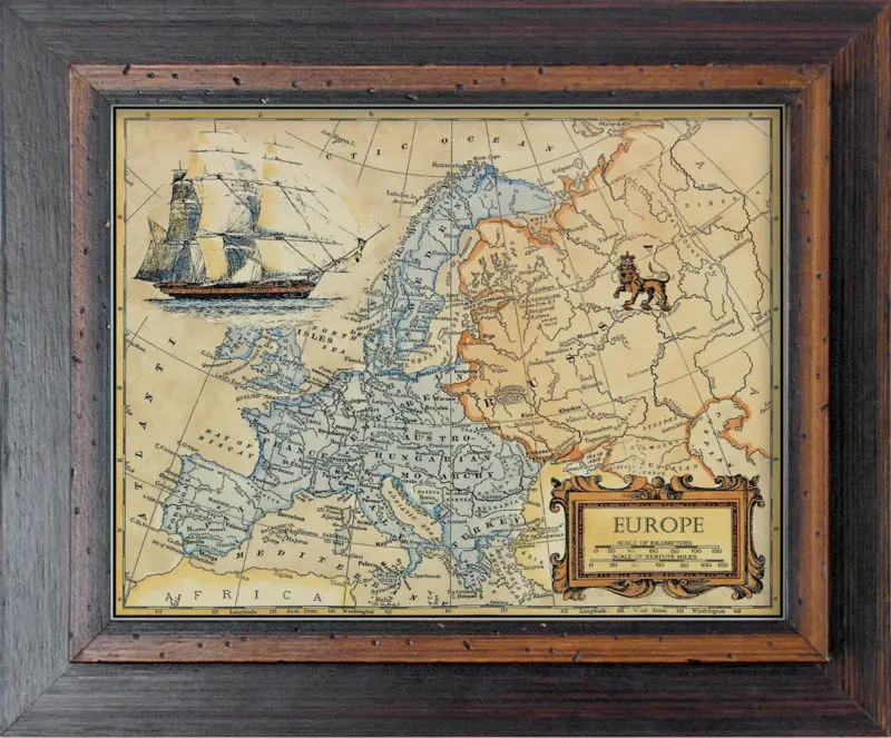 Vannodee Classical Decorative Wall Wood Frame Painting Old Maps Decor ...