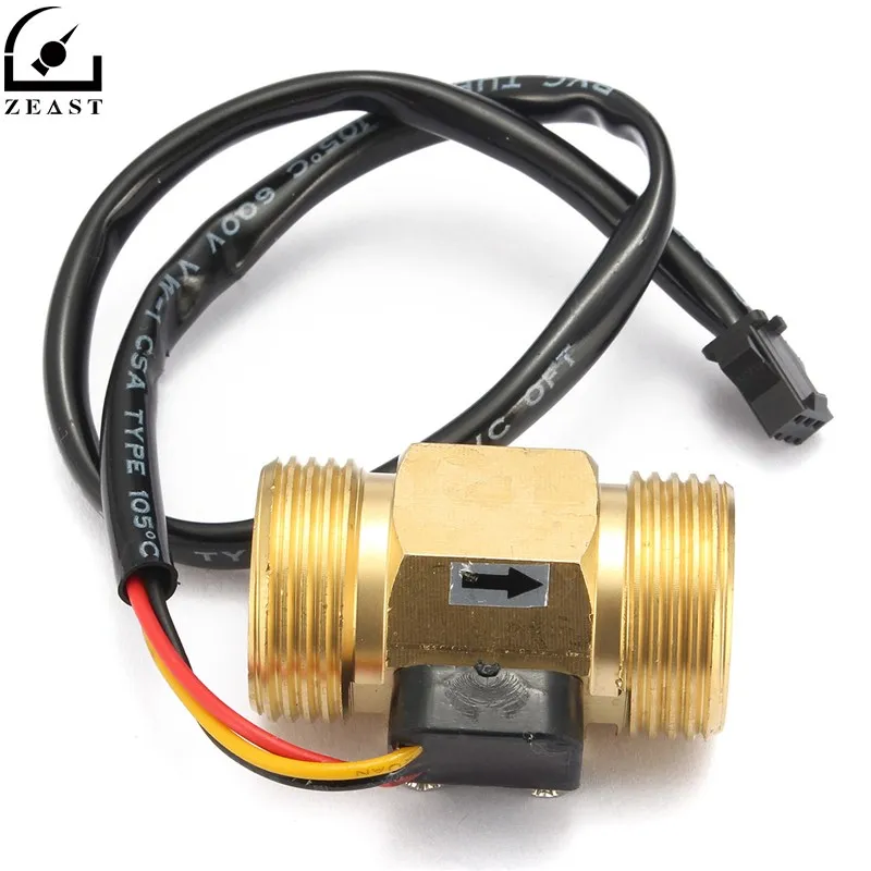 Flow Sensor G3/4" DN20 Copper Hall Effect Liquid Water Flow Sensor ...