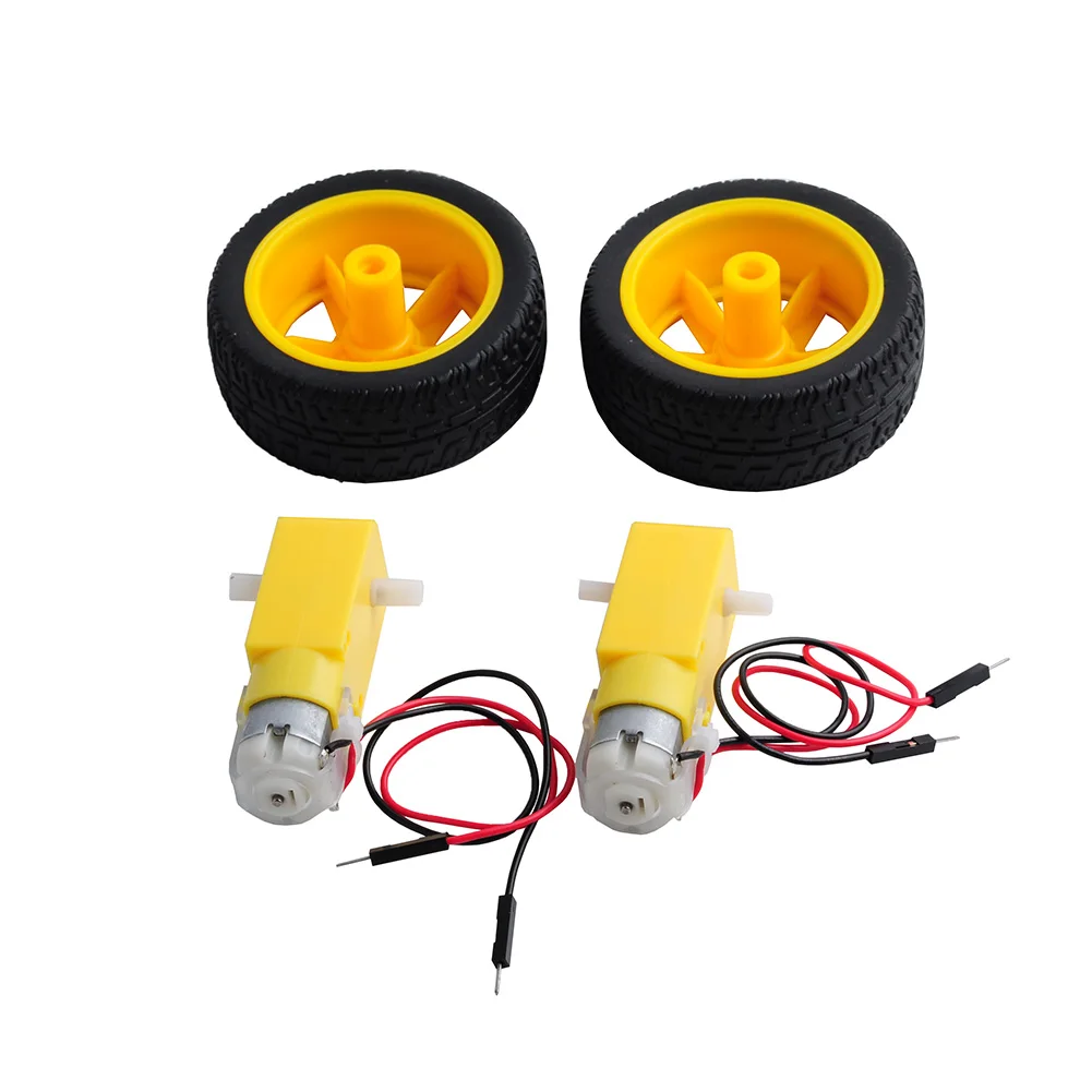2Sets-DC-Gearbox-Motor-TT-Motor-200RPM-with-Tire-Wheel-DC-3-6V-for ...