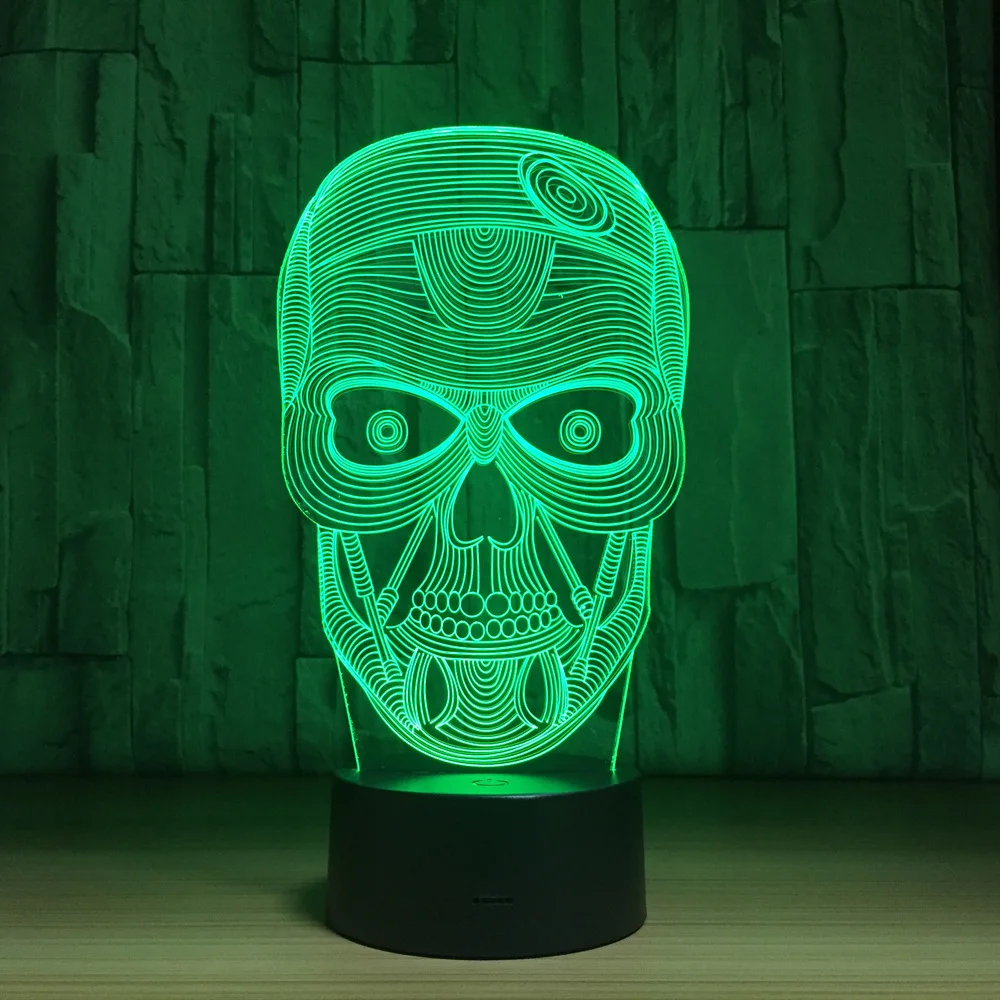3D skull 7 color night light energy saving led lights holiday gifts 6 ...