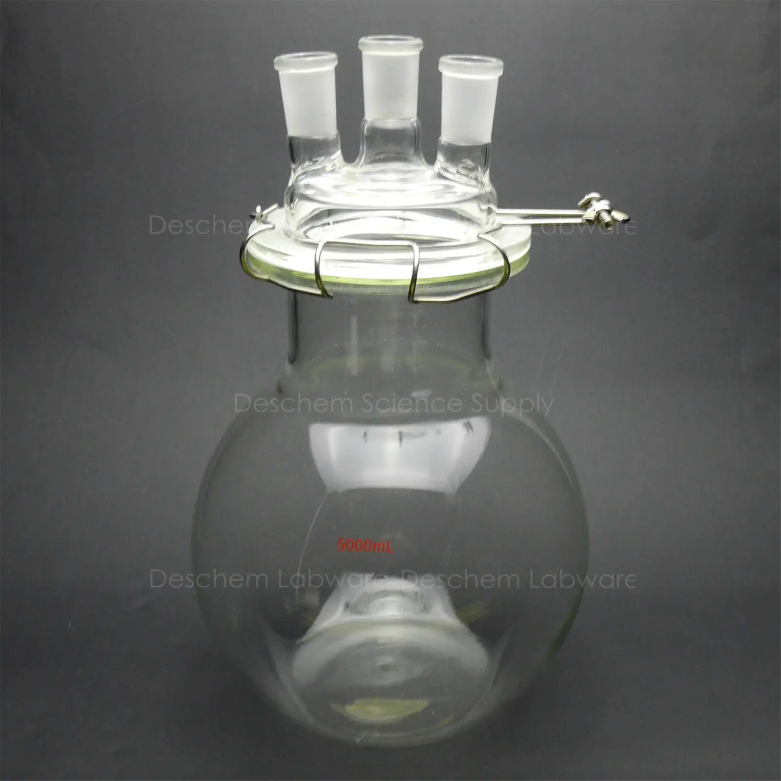 5000ml,24/40,Glass Reaction Vessel,5L,3 Neck,Flat Bottom Reactor,W ...