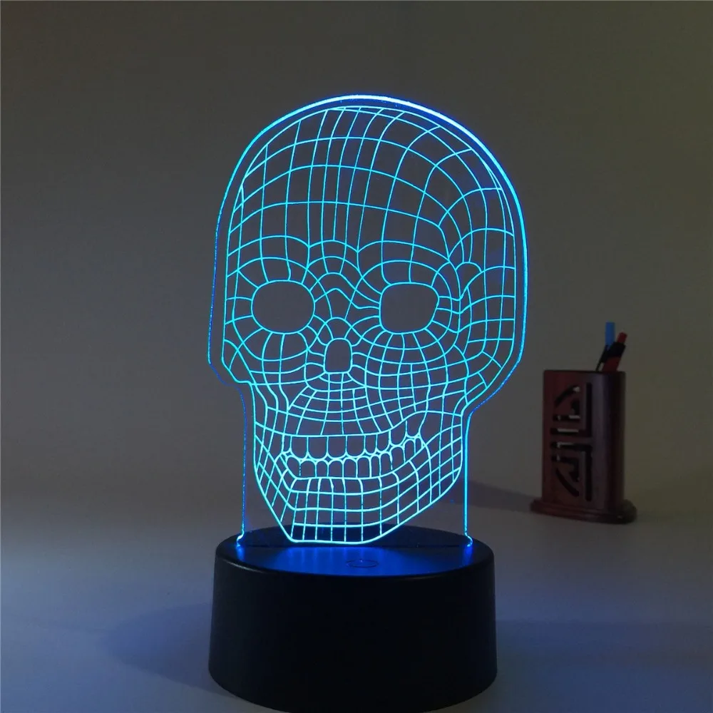Skull Head Shape LED Light Touch Changing Bulb Terror Theme Party ...