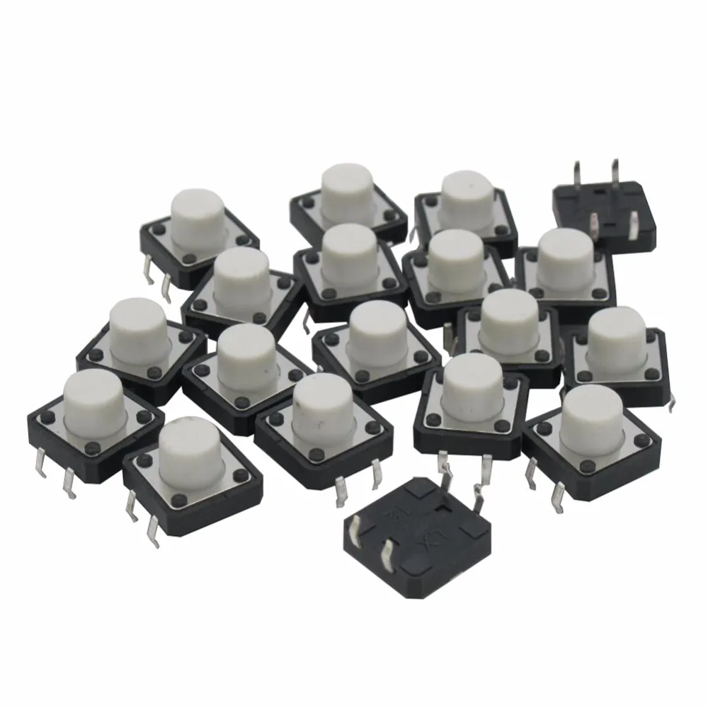 100 Pcs White 12x12mmx12mm Pcb Momentary Tactile Tact Push Button Switch 4 Pin Dip 121212mm In