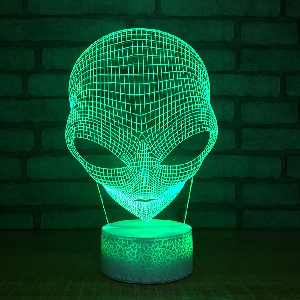 Alien 3D White Crackle Base 7 Colors Burst Led Night Lamp for Kids ...