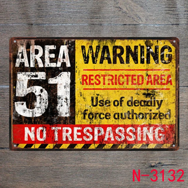 AREA 51 WARNING Vintage Retro Metal Iron Painting Signs Poster Plaque ...