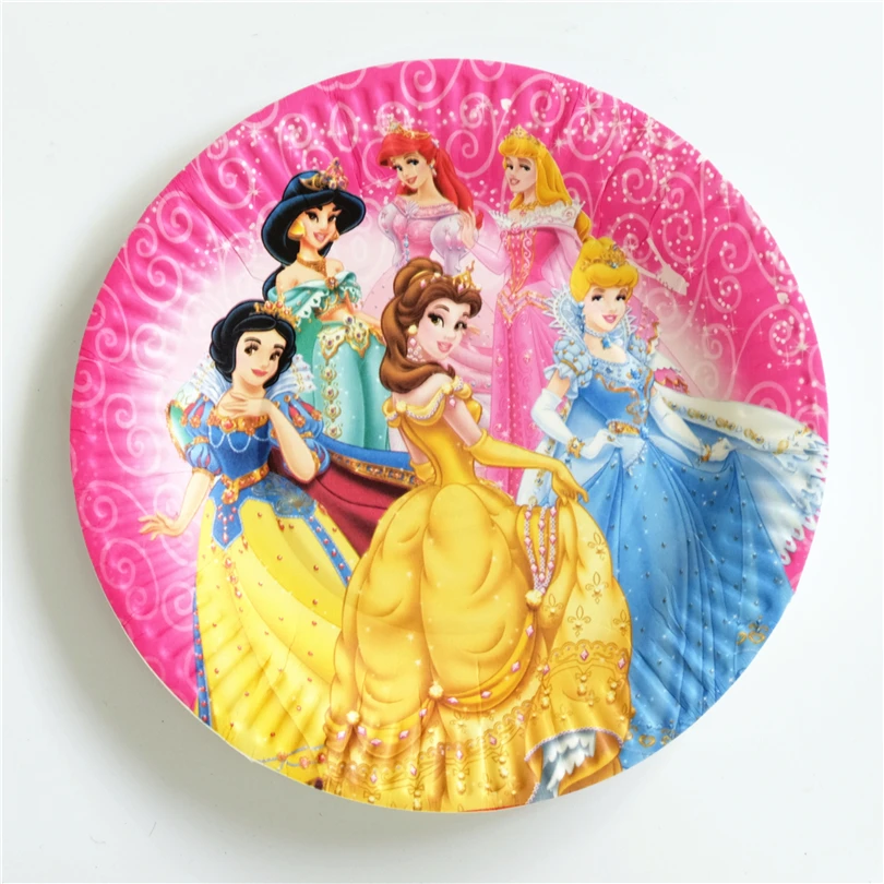 10pcs/lot paper plate Princess Snow White Cinderela Kids Birthday party ...
