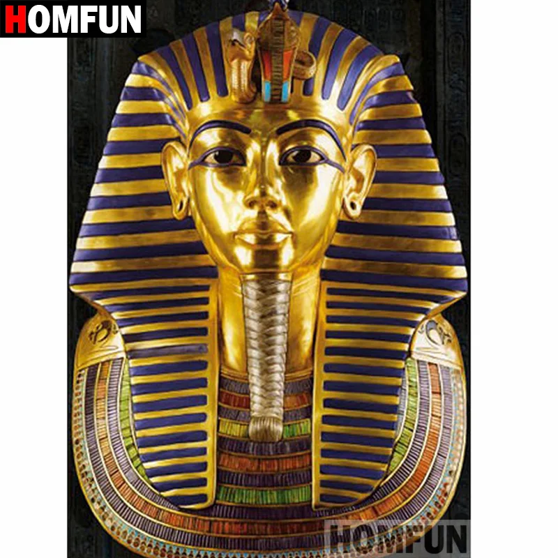 HOMFUN 5D DIY Lukisan Berlian Persegi Penuh/Bor Bundar "Firaun Mesir ...