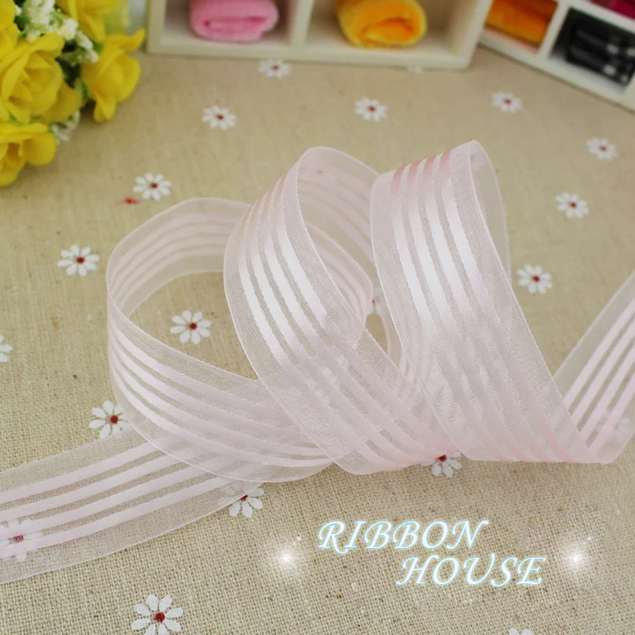 1'' (25mm) pink stripe ribbon high quality gift packaging ribbon ...