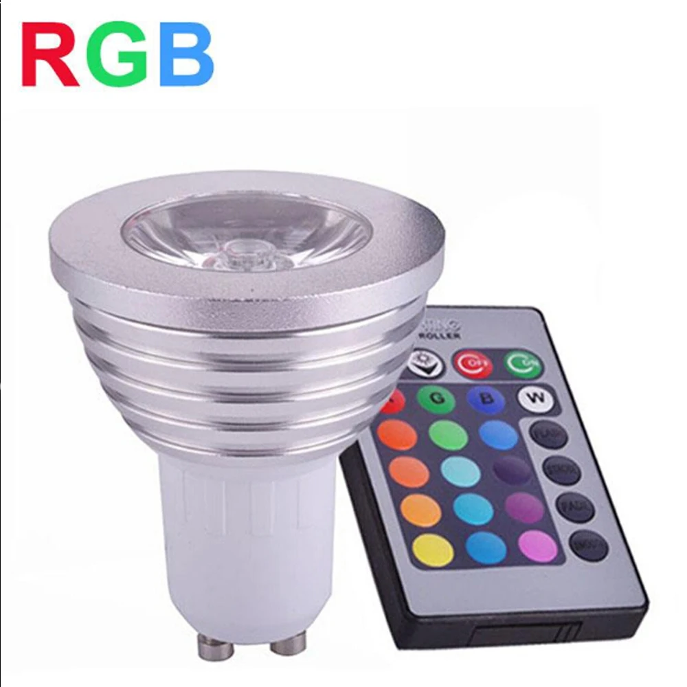 3W RGB LED Bulbs Light GU10 MR16 E27 E14 Spotlight AC100 240V Bulbs ...