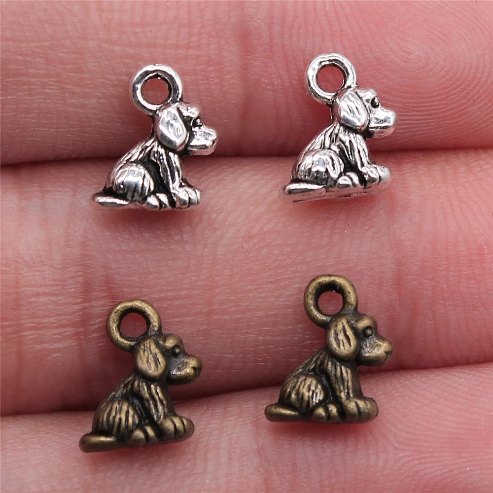 WYSIWYG 10pcs 10x7mm Sitting Dog Charm Cute Small Dog Charms DIY ...