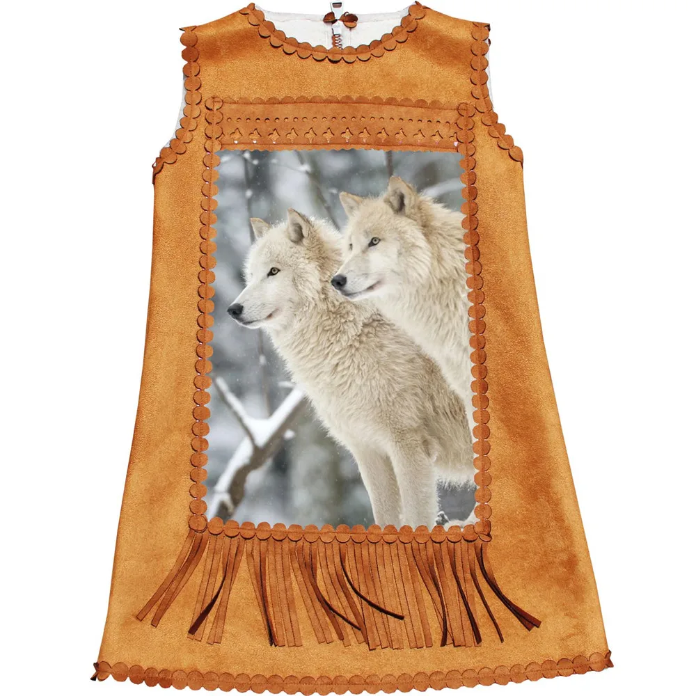 baby Kids Dresses Autumn & winter Girls Dresses The white Wolf print ...