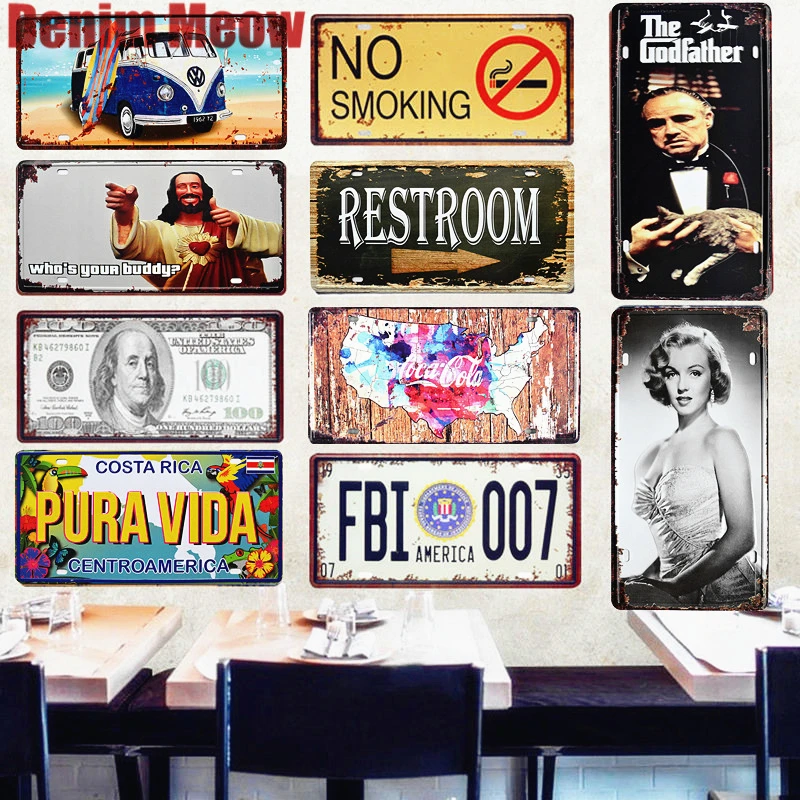 America FBI 007 Car Metal License Plate Vintage Home Decor Tin Sign Bar ...