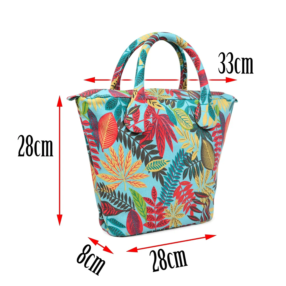 Short Round Flora Canvas Fabric Handle with Mini Insert Lining for Obag ...