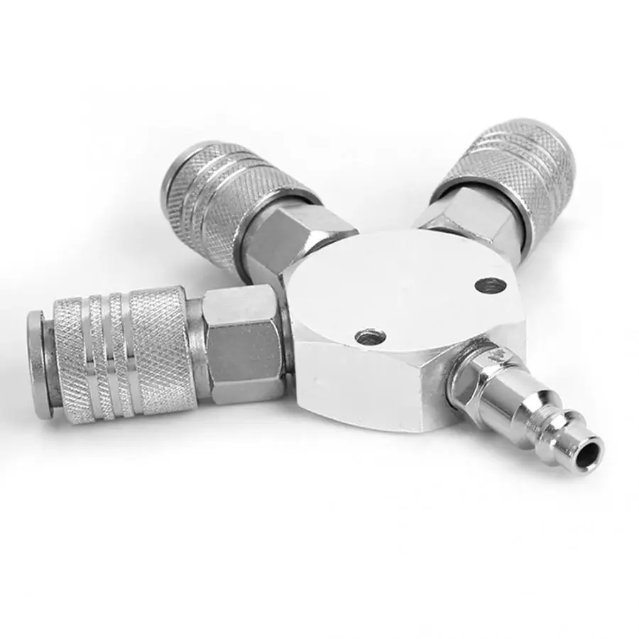3 Ways Air Hose Manifold Quick Coupler Connector Adapter Splitter 1/4 ...