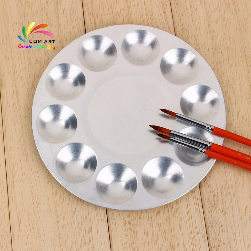 Comiart Aluminum 10 Well Artist Watercolours Paint Mixing Palette Tray ...