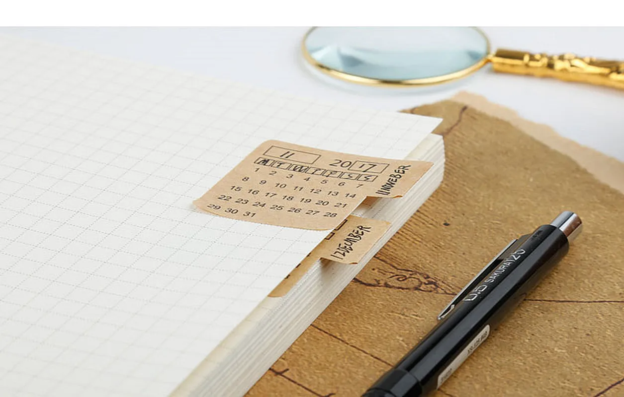 2 Sheets 2019 2019 Kraft Paper Handwritten Calendar Notebook Index ...