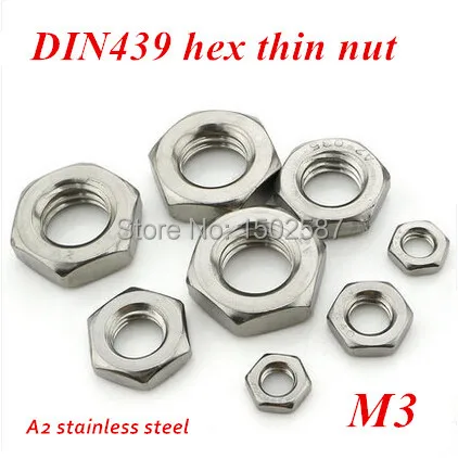 M3 육각 너트 DIN439 A2 70 스테인레스 스틸 육각 얇은 너트 메트릭 패스너 M3 M14 재고 있음 100 개|m3 ...