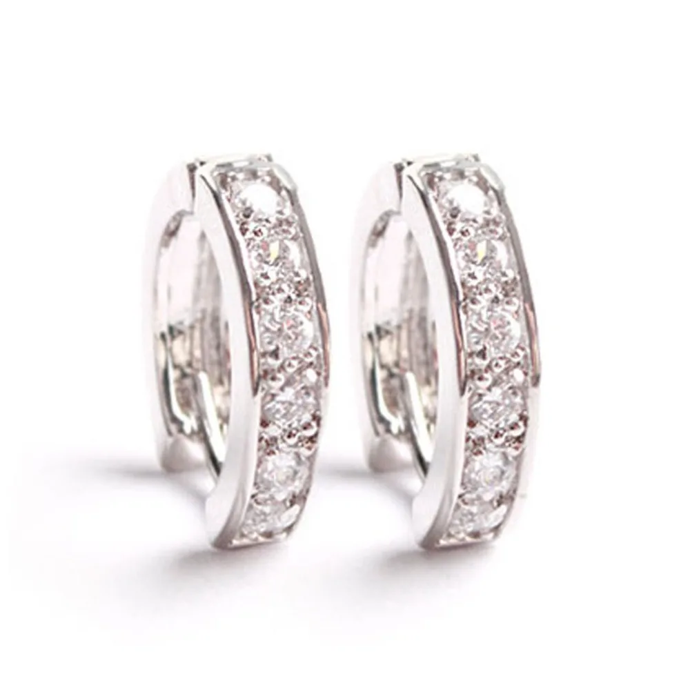 Fashion Jewellery Silver Colors Hoop Earing for Women White Cubic ...