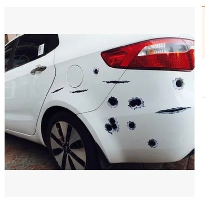 CHIZIYO 1pc Car Stickers 3D Bullet Hole Funny Decal Car covers ...