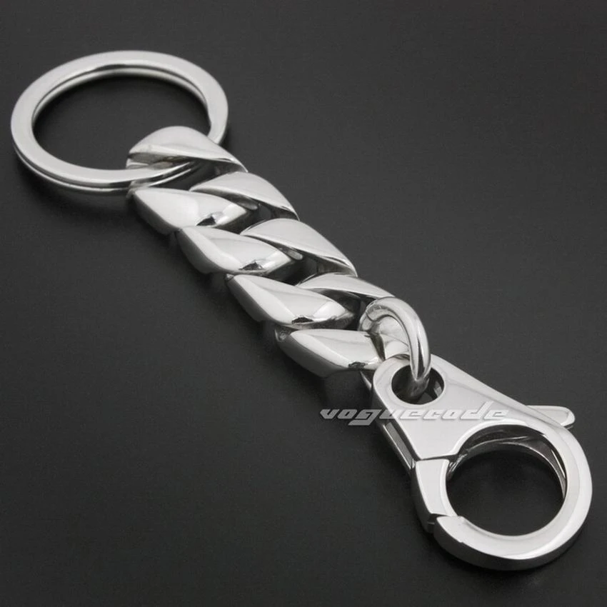 Solid 316l Stainless Stee Mens Biker Rocker Punk Keyring Keychain ...