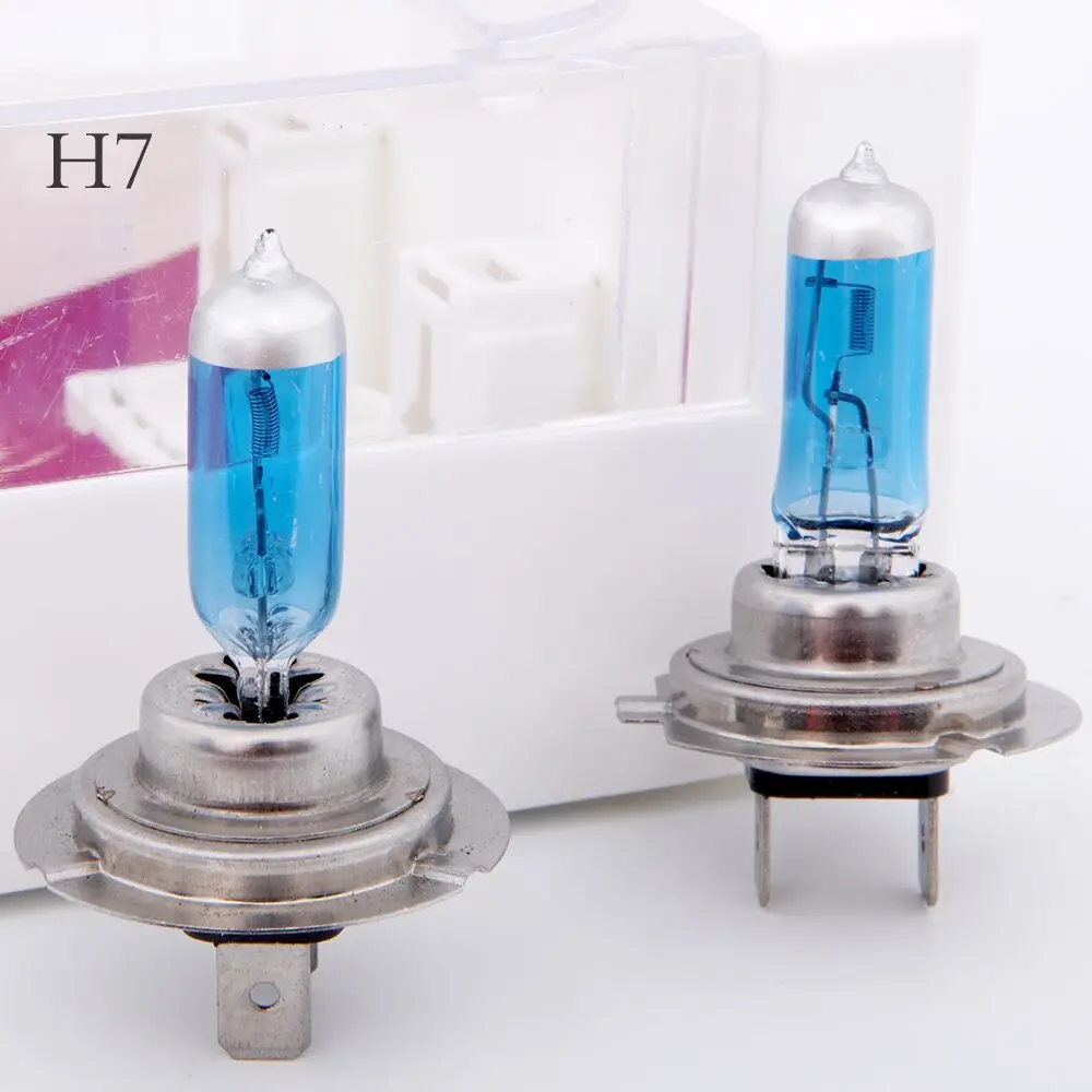 2Pcs H7 12V 55W 5000K Car Xenon Halogen Headlights Bulbs Super Bright ...