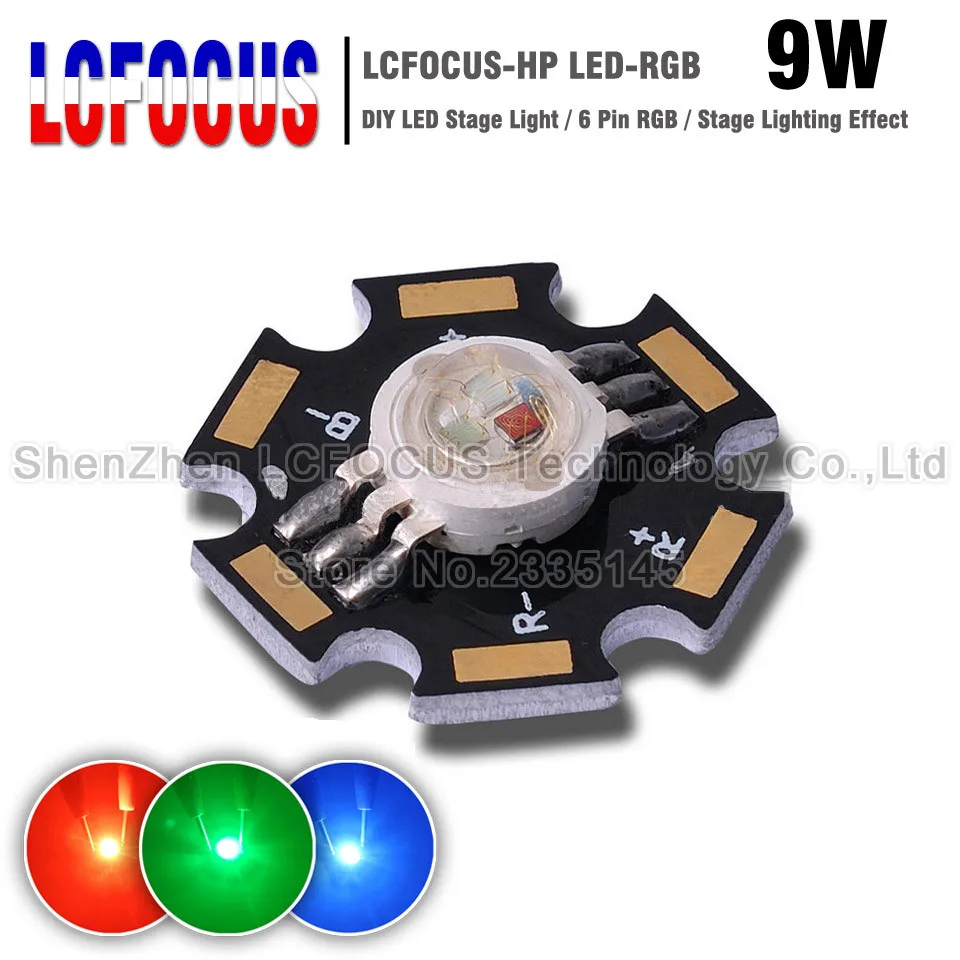 10Pcs/lot High Power 9W LED Chip RGB 3 Watt Red Green Blue 700mA Light ...