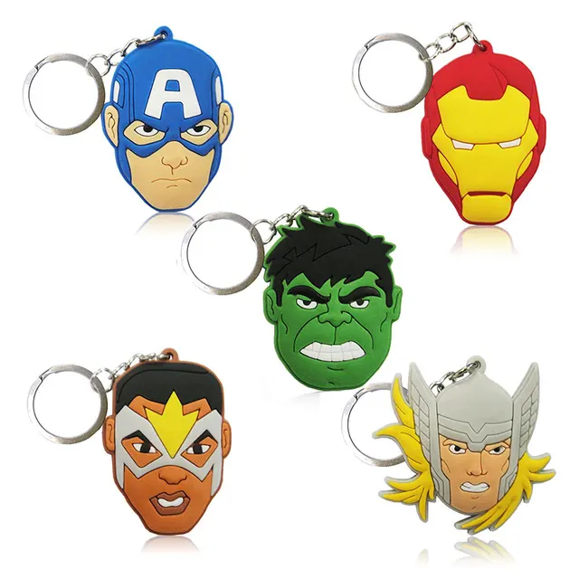 8pcs Marvel Avenger Keychain Cartoon PVC Charm Pendant Keyring Key ...