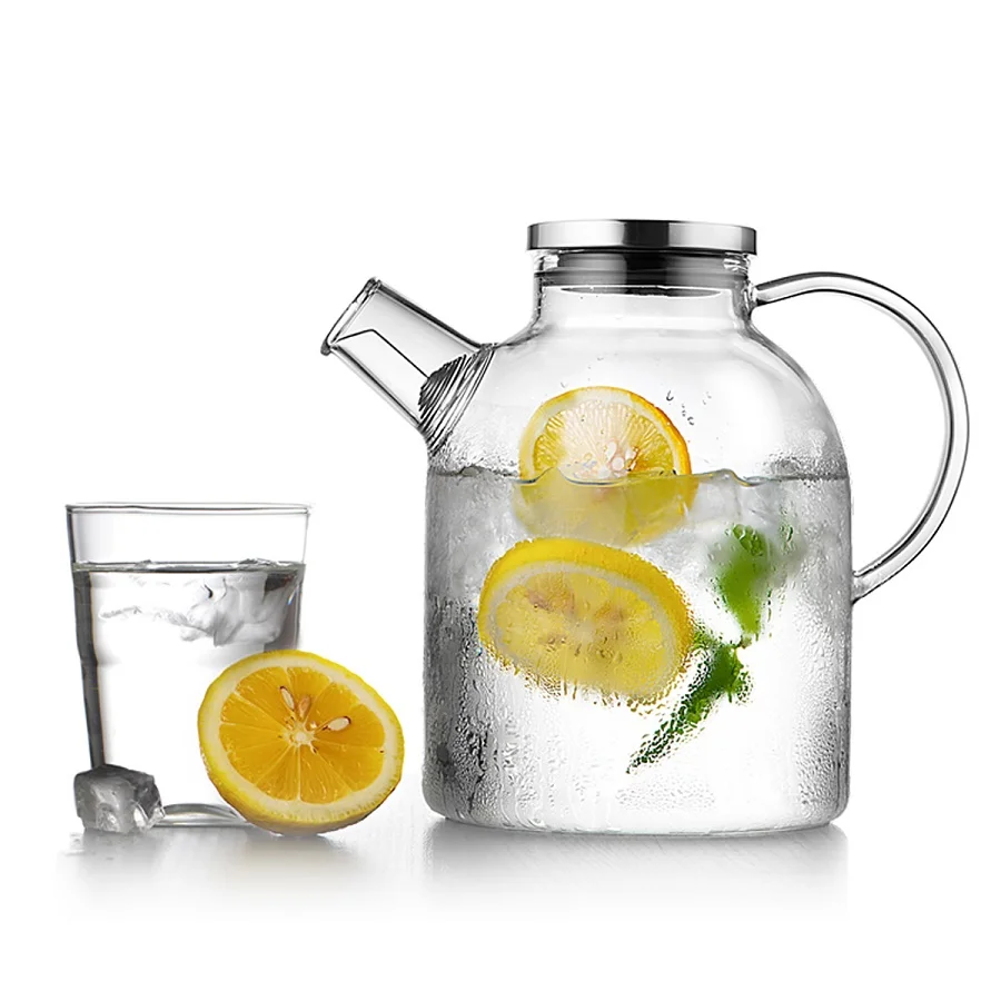 1.8L Beverage Pitcher Coffee Pot Water Jug glass pitcher Clear ...