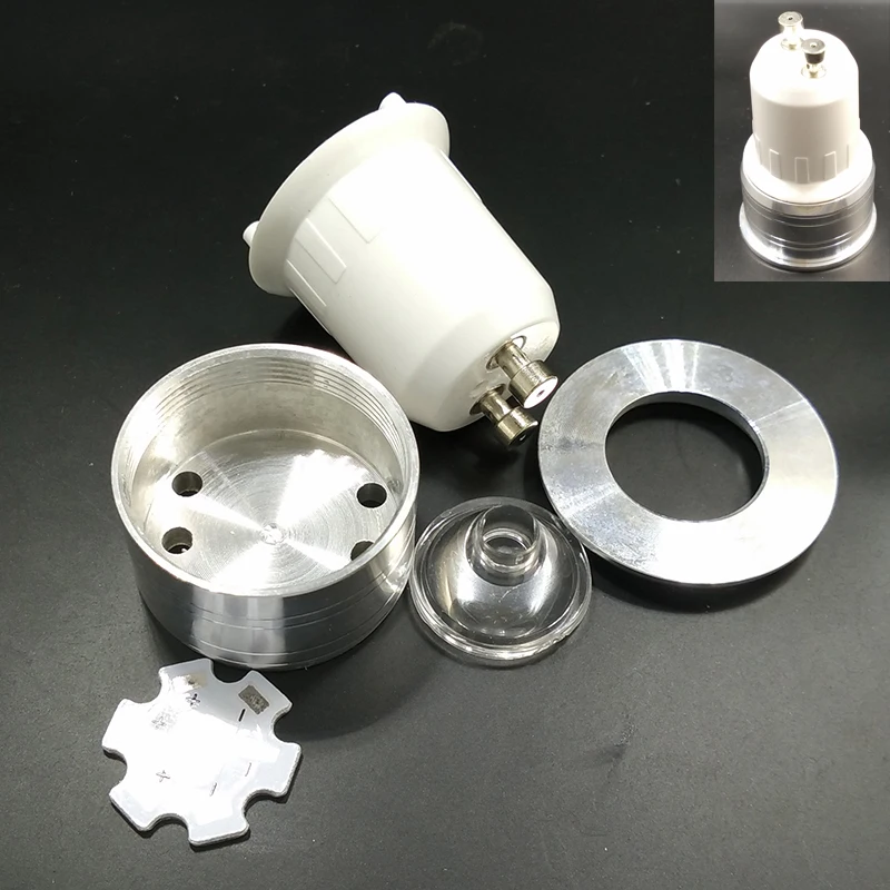 Foco LED de 1W Kit de carcasa de LED de alta potencia GU10 E27 MR16 GU5 ...