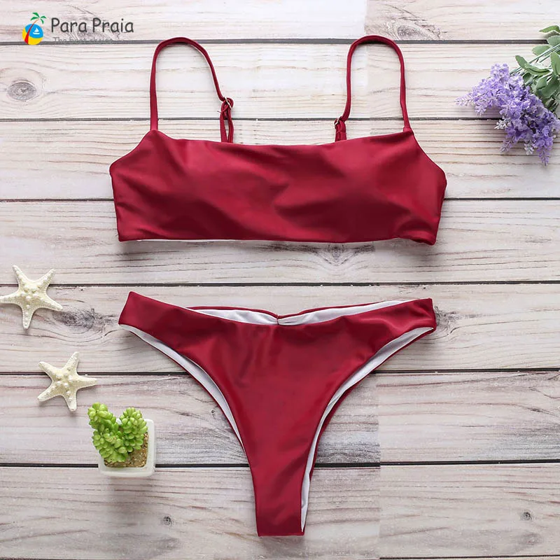 12 color Mini Bikini Solid Swimsuit Thong Bikini Sexy Bandeau Brazilian ...