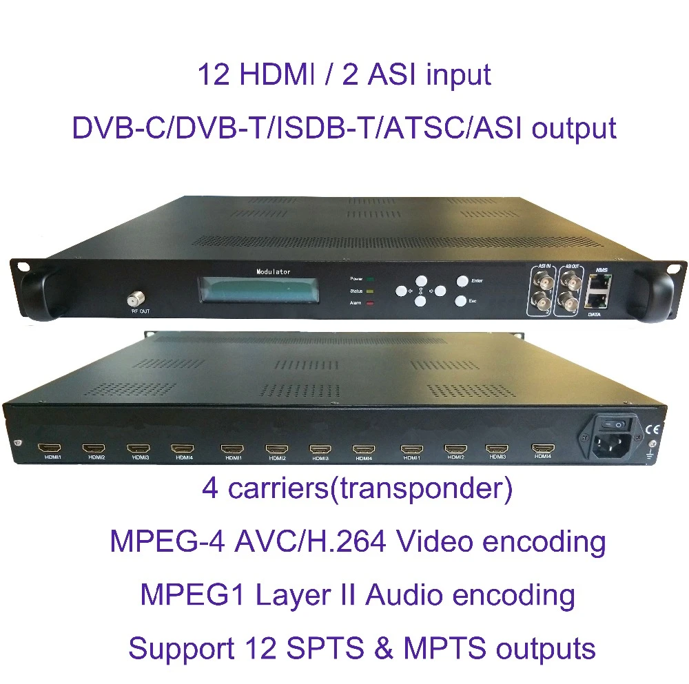 4/8 Transponders 12 Hdmi To Dvb-c/dvb-t/atsc/isdb-t Encoder Modulator ...