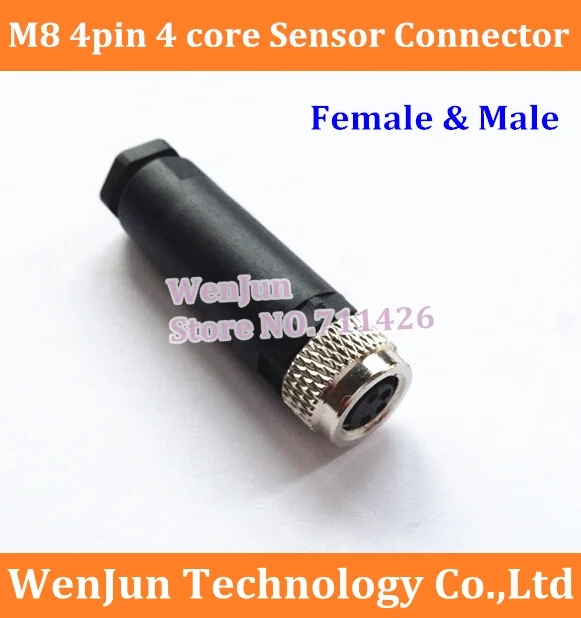 100pcs Dhl /ems Free Shipping M8 4 Pin 4 Core Female & Male Sensor ...