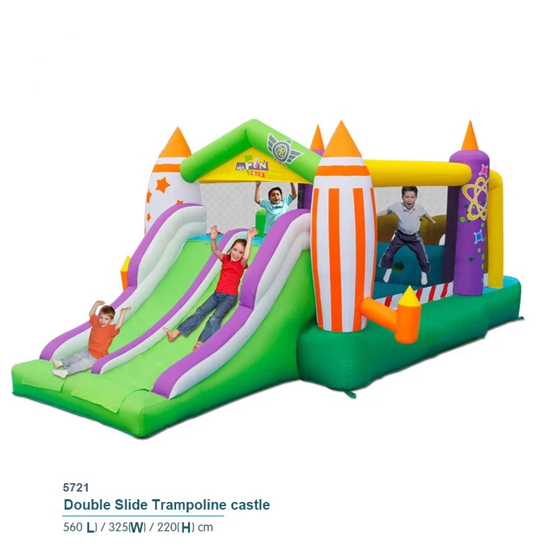 2017 Inflatable Trampoline Big Air Bounce House With Kids Double Slide ...