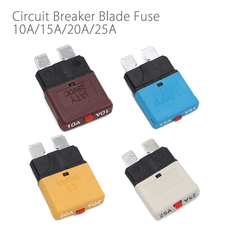 Resettable Circuit Breaker Blade Fuse 10A - 25A 28V For Marine Rally ...