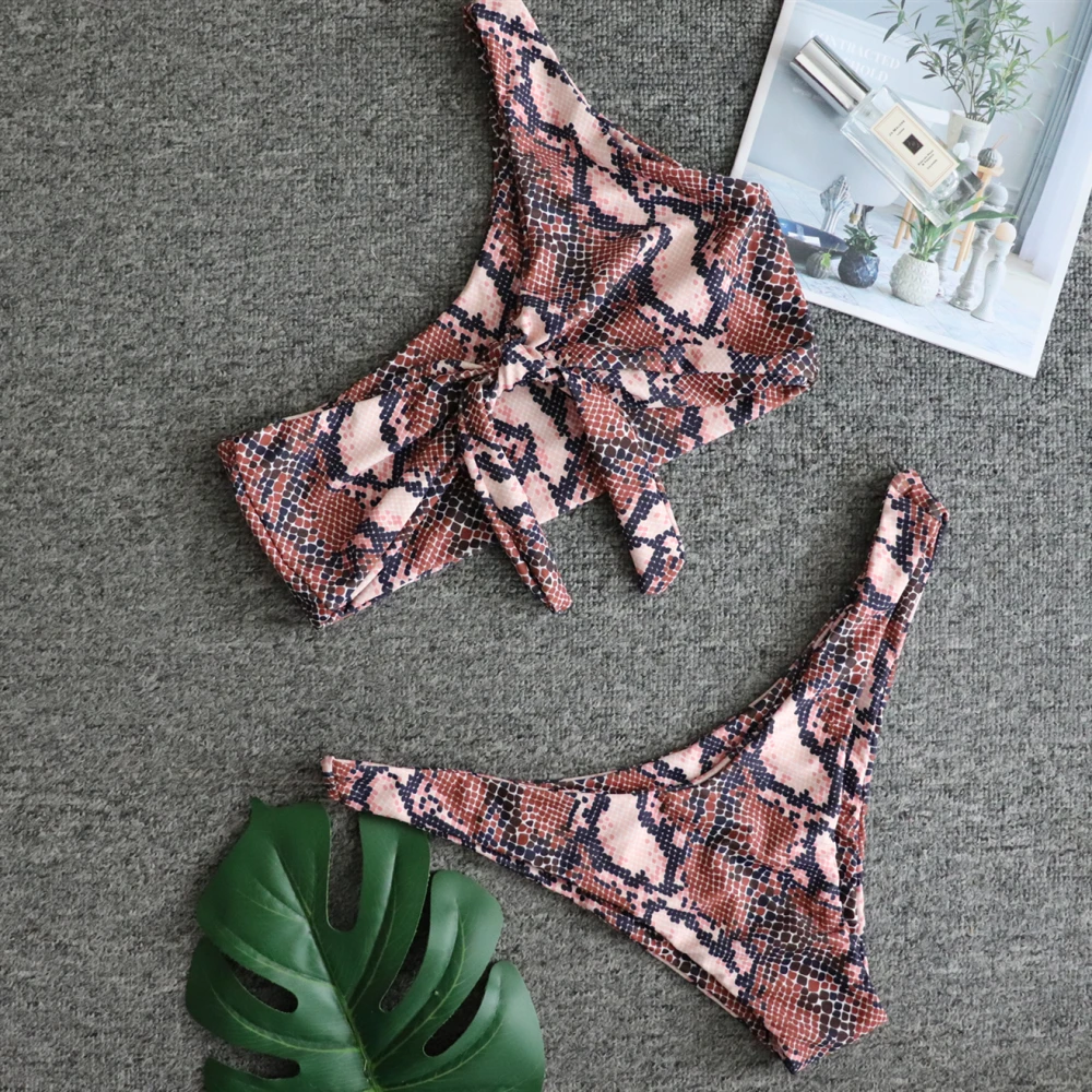 2019 Summer Women Bikinis Set Sexy Snake Print Swimwear Strappy ...