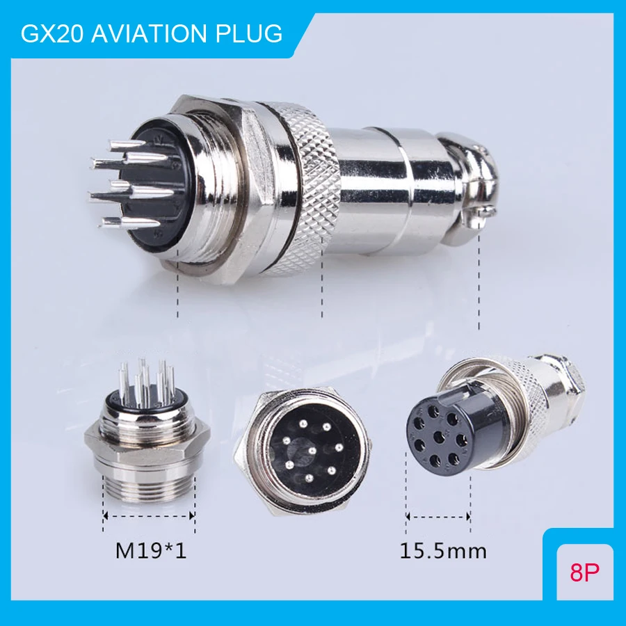 Kit de conector de Panel de cable M19, enchufe de aviación macho y hembra de 8 pines, GX20, tipo ...