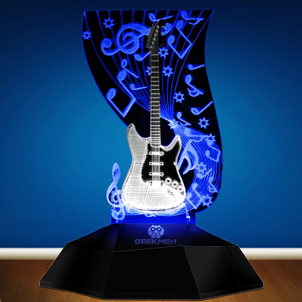 Music Note Lighting Art Music Instrument Guitar 3d Line Lamp Led ...