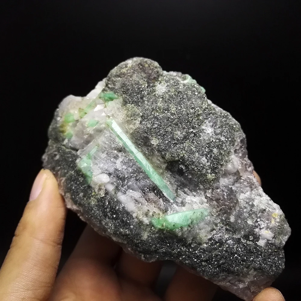 300g NATURAL Stones and Minerals Rock Emerald green symbiosis with ...