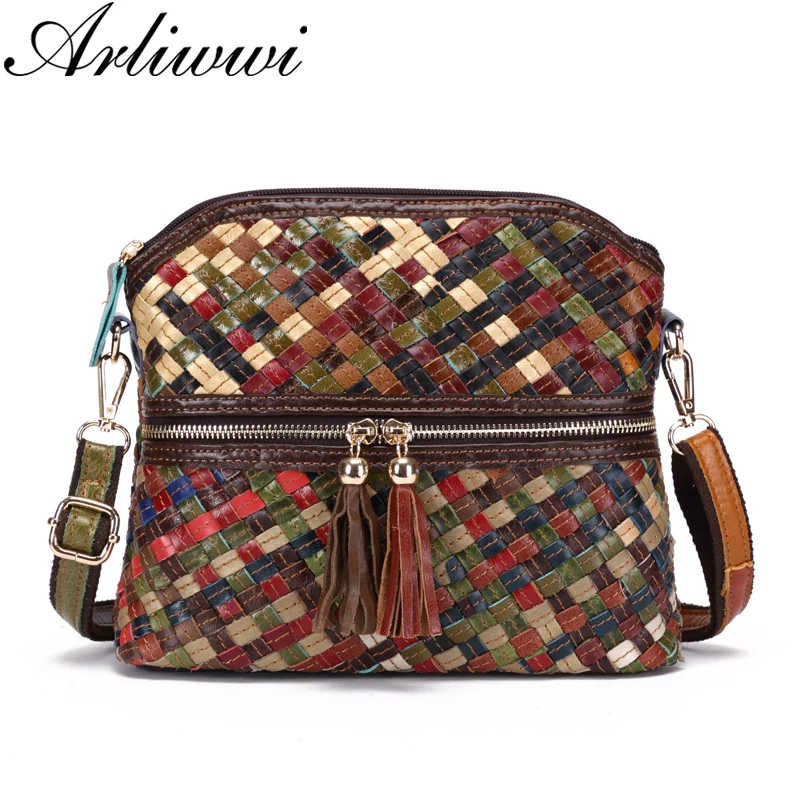 Women Real Leather Woven Shell Bags Designer Handmade Patchwork Genuine ...