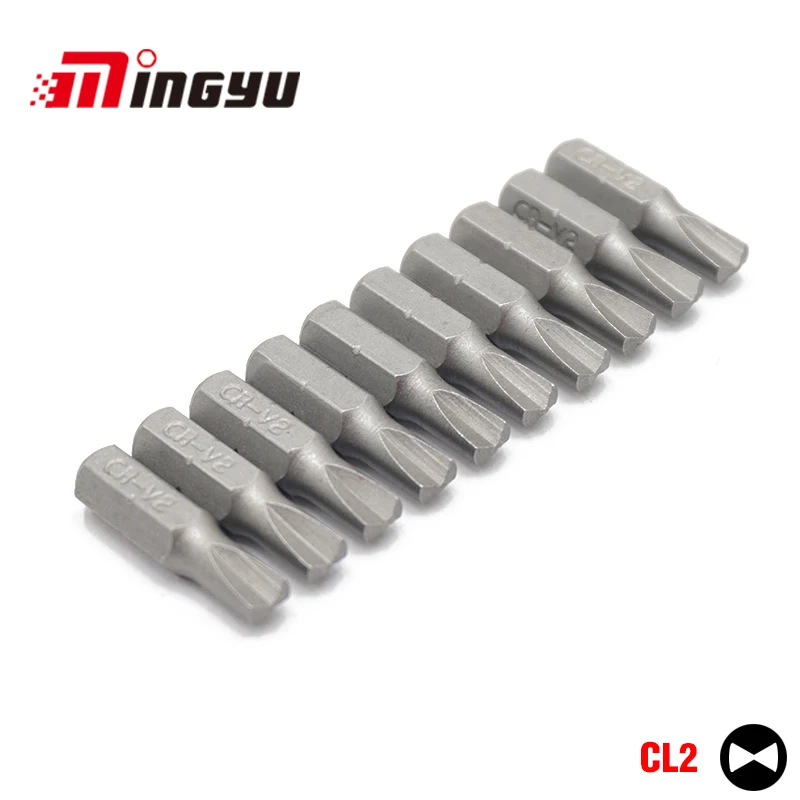 10pc Clutch 1/4" Hex Shank 25mm Screwdriver Insert Bit Set Chrome ...