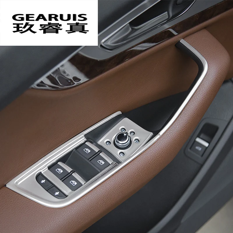 Car styling door armrest panel covers trim window glass lift buttons ...