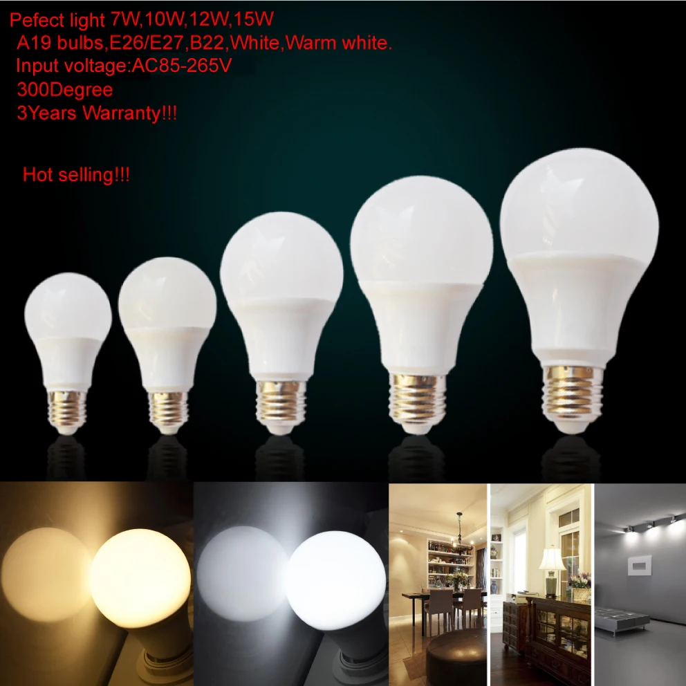 5pcs/lot new 110v/220v led bulb lamp smd 3024 white/warm white 15w 12w ...