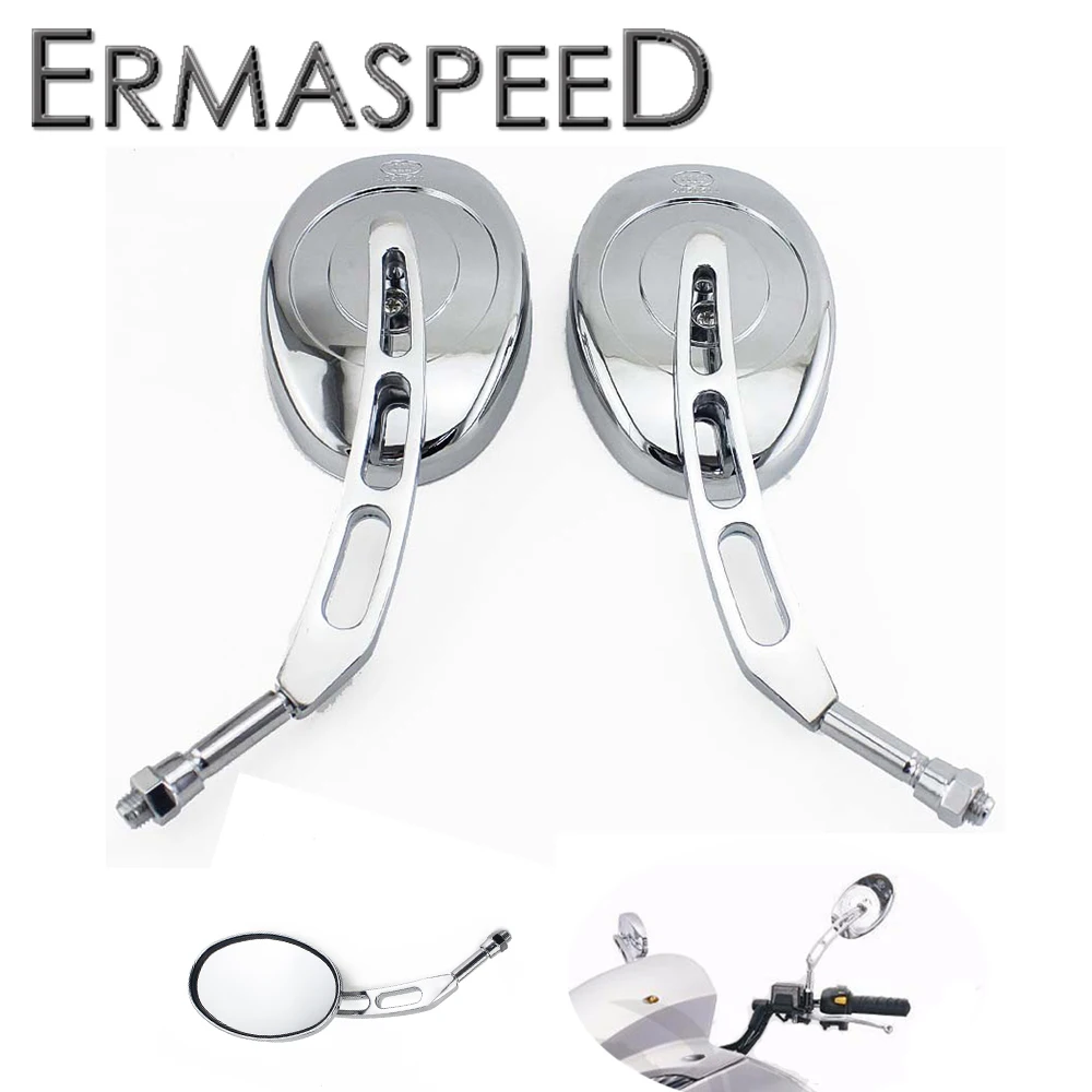 Motorbike Rear View Mirrors Sliver Chrome 10mm Universal For Suzuki