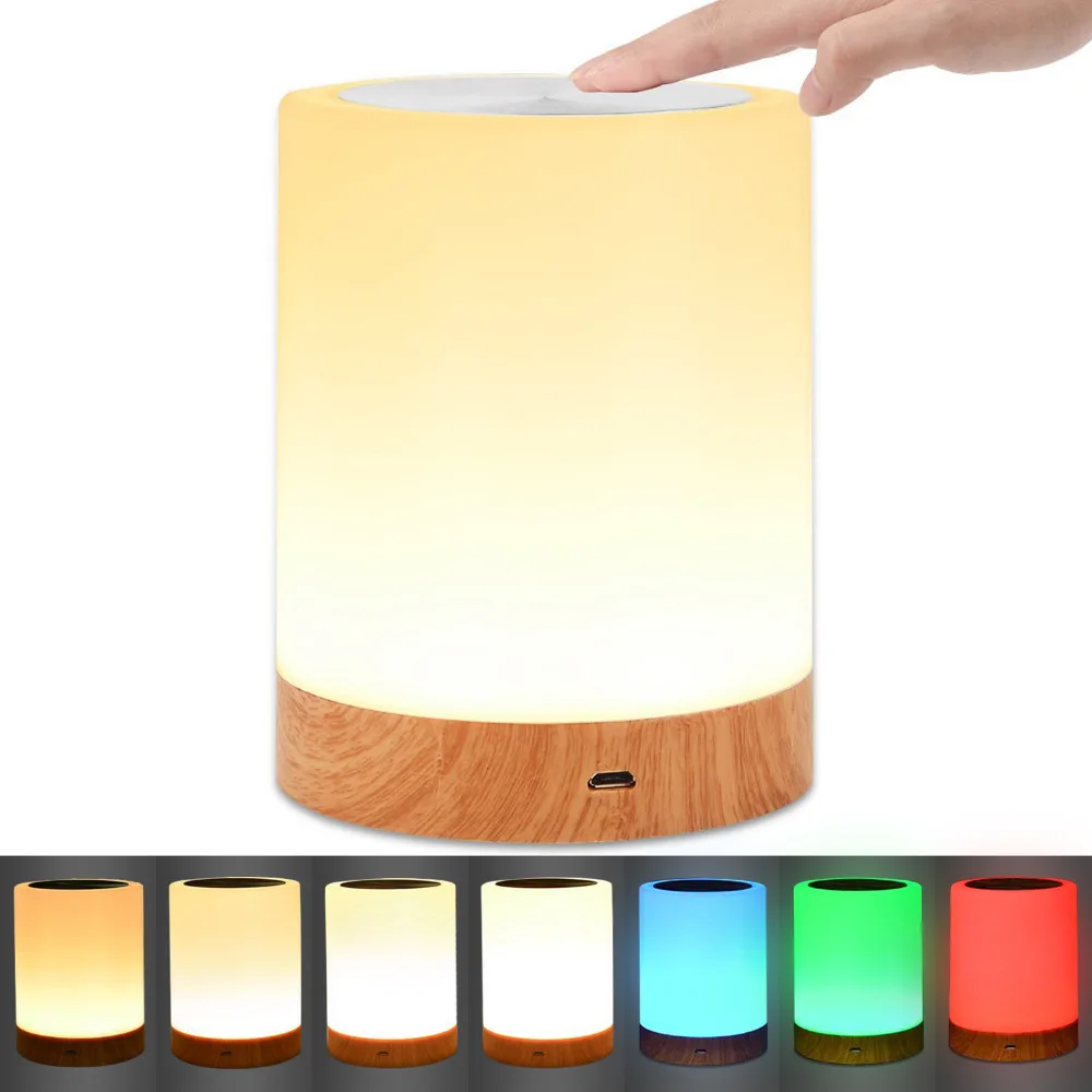 KMASHI LED Touch Lamp Night Light Rechargeable Dimmable RGB 2800K 3100K ...